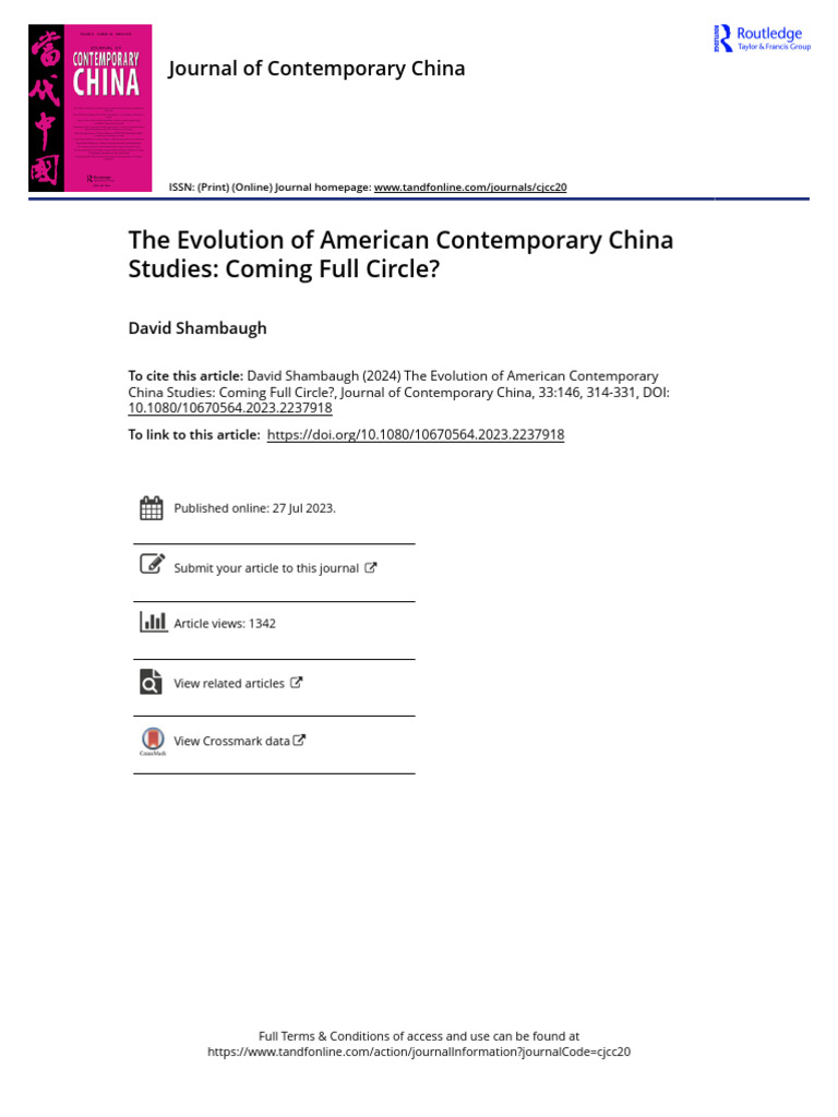 Evolution of China Studies in America | PDF | China | World Politics
