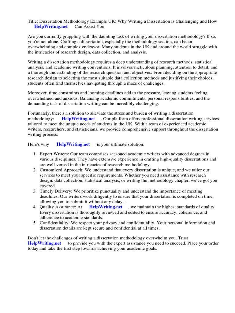 Dissertation Methodology Example Uk | PDF