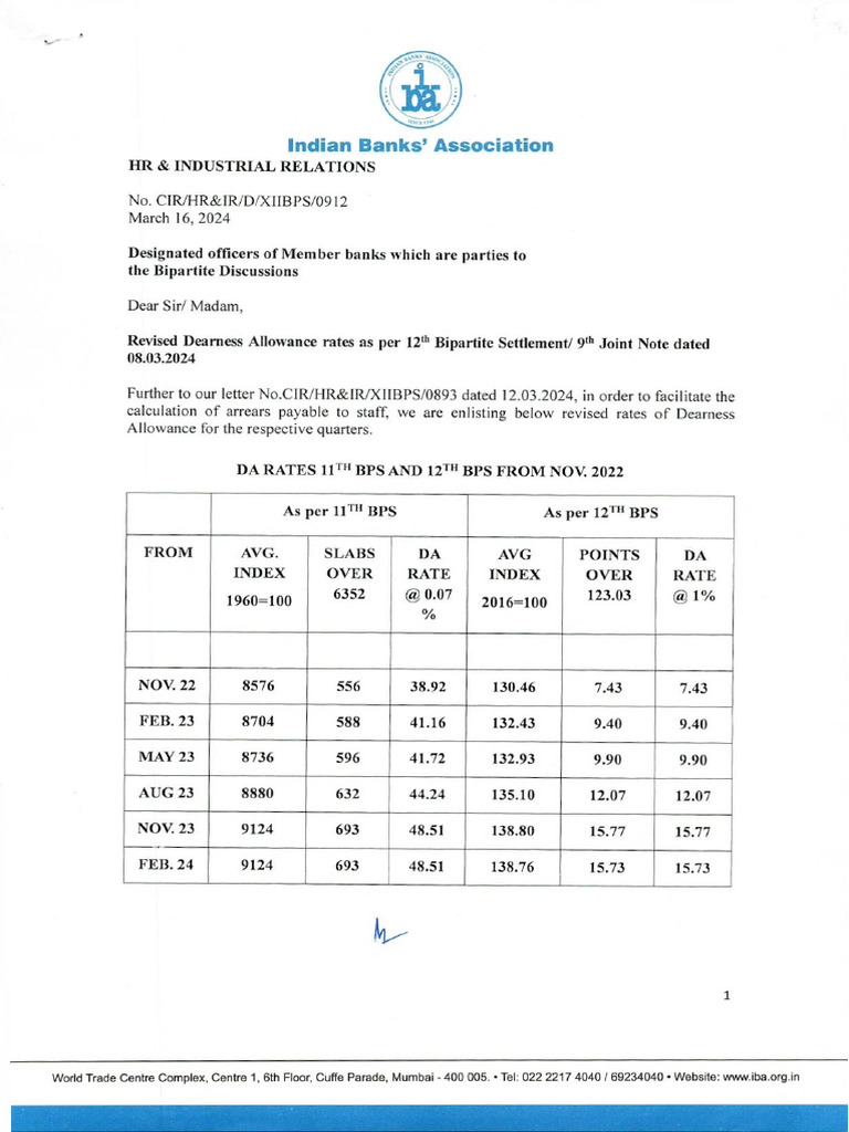 Dearness Allowance - Revised | PDF