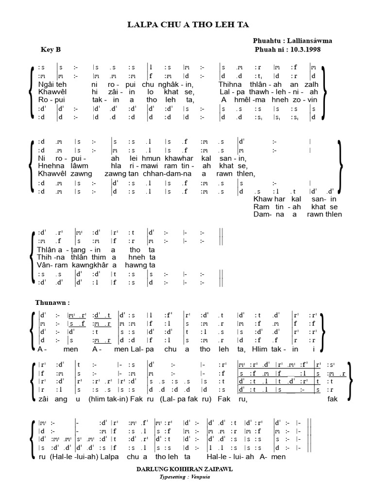 Lalpa Chu A Tho Leh Ta by Lalliansawma | PDF