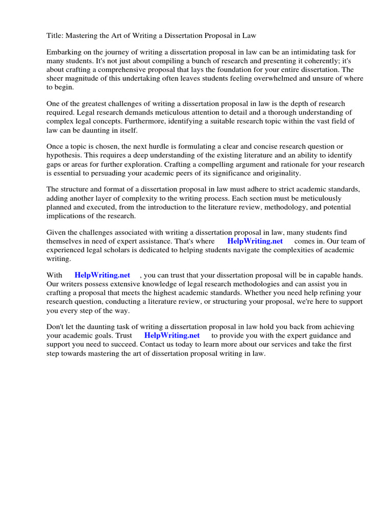 How To Write A Dissertation Proposal Law | PDF | Methodology | Thesis