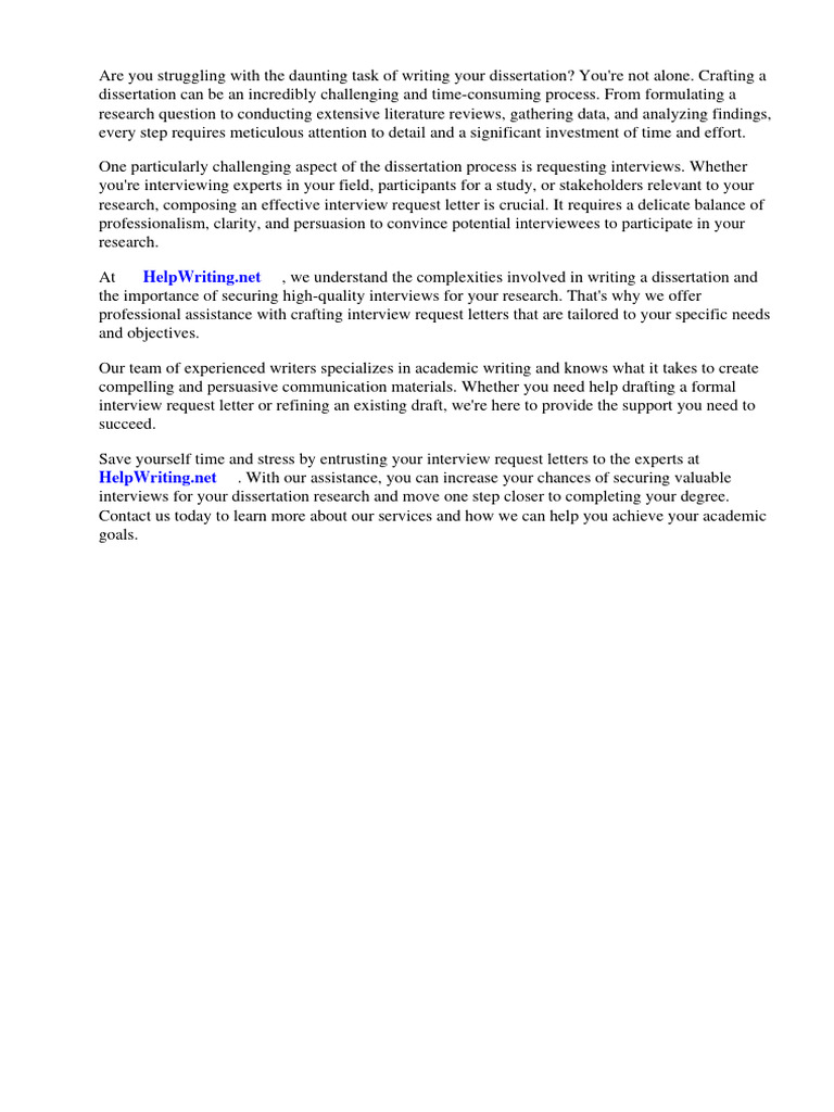 Dissertation Interview Request Letter | PDF | Thesis | Essays