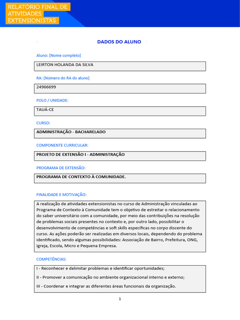 Projeto de Extensão I Administração | PDF | Sustentabilidade ...