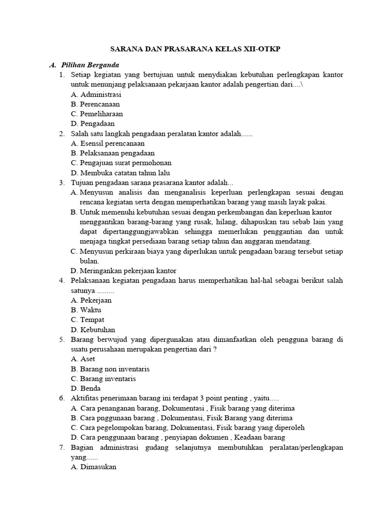 Uas Sapras Xii-Otkp | PDF