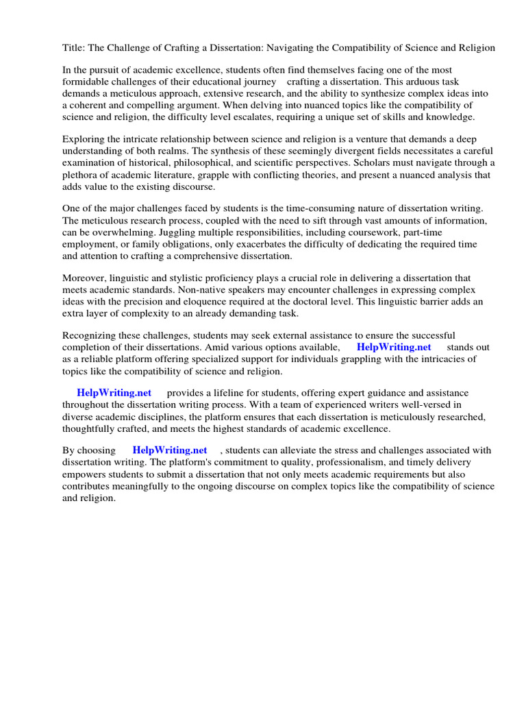 Dissertation on Science and Religion Compatibility | PDF | Science ...