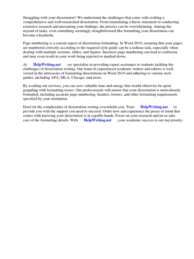 Dissertation Page Numbering Word 2010 | PDF | Thesis | Abstract (Summary)