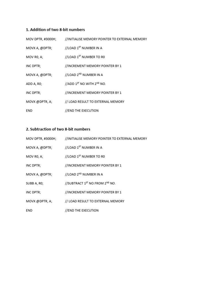 ALP Programming of 8051 | PDF | Multiplication | Pointer (Computer ... ALP Programming of 8051 | PDF | Multiplication | Pointer (Computer ...