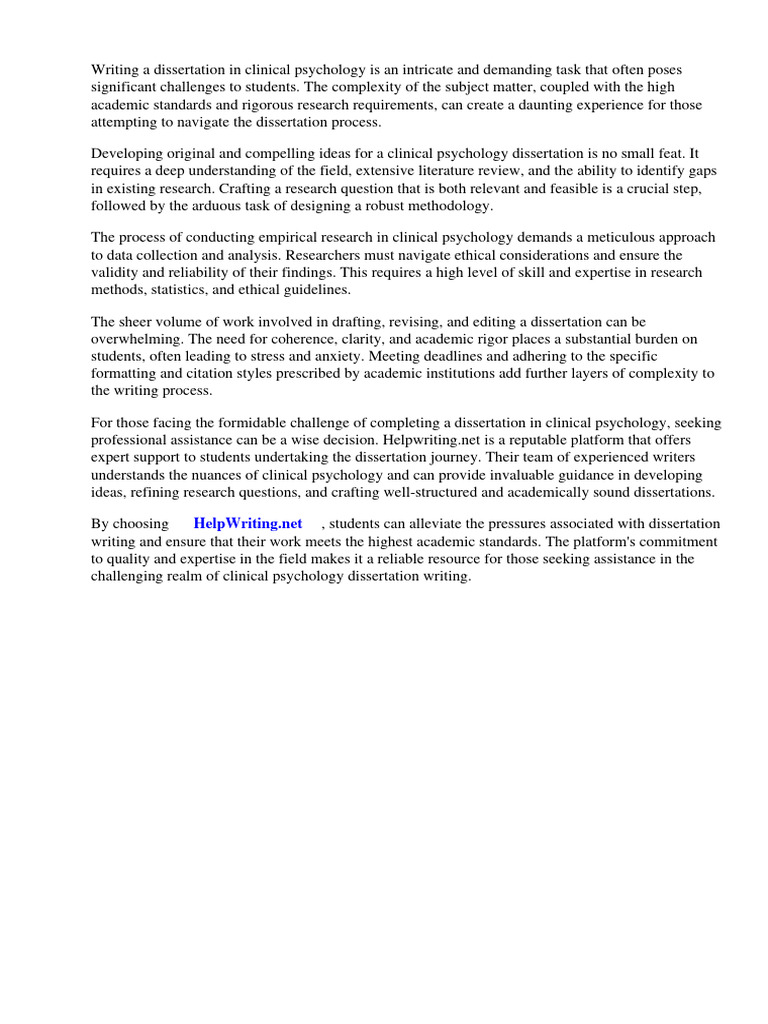 Dissertation Ideas Clinical Psychology | Download Free PDF | Psychology | Thesis