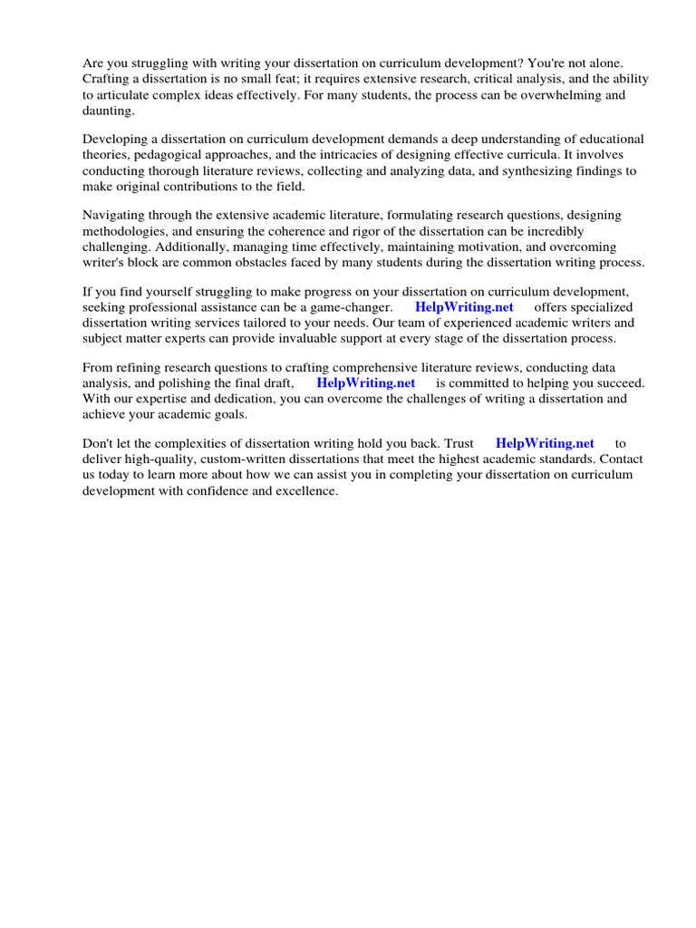 Dissertation On Curriculum Development | PDF | Curriculum | Teachers