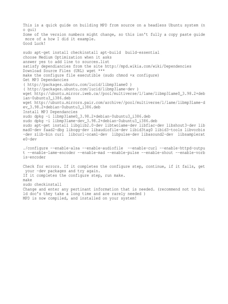 Build MPD From Source | PDF | Computers