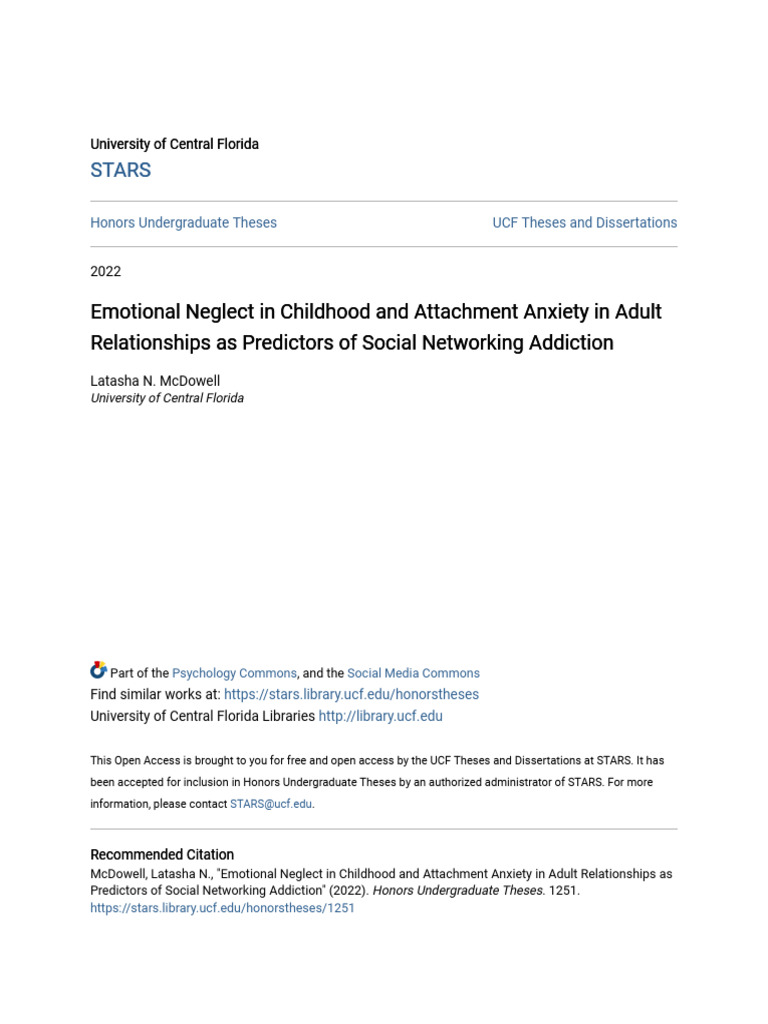 Emotional Neglect in Childhood and Attachment Anxiety in Adult Re | PDF ...