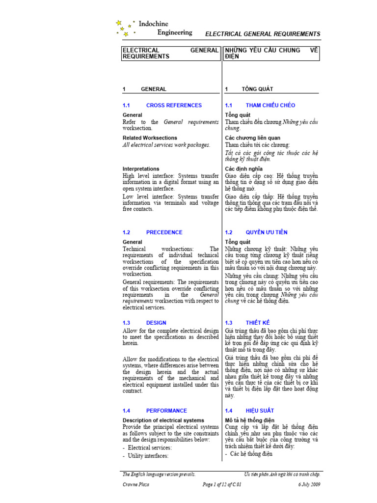 C.01 Electrical General Requirement | PDF