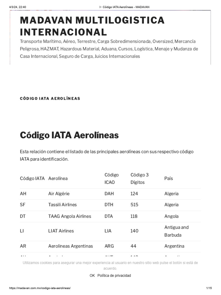 Código IATA Aerolíneas - MADAVAN | PDF | aerolíneas Unidas | aerolíneas