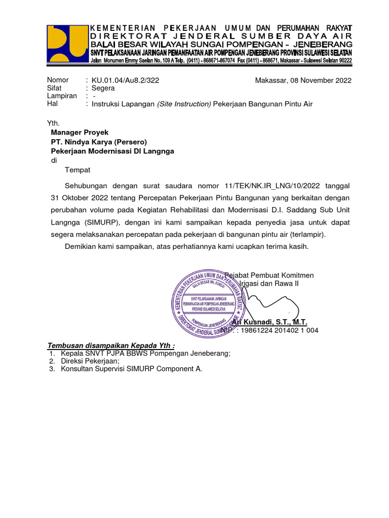 Surat Instruksi Lapangan Ok | PDF