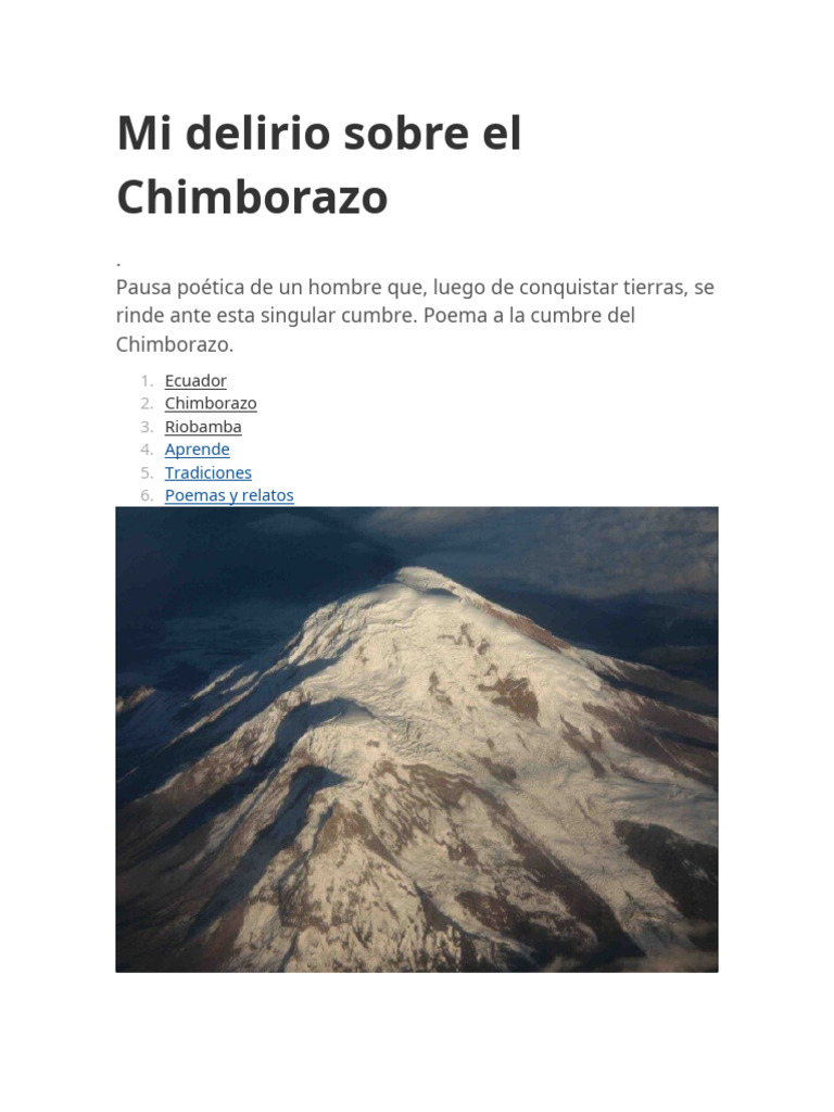 Mi Delirio Sobre El Chimborazo | PDF | Venezuela | Colombia