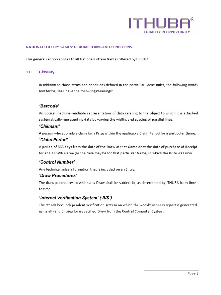 Games General Terms and Conditions 150921 | PDF | Receipt | Lottery