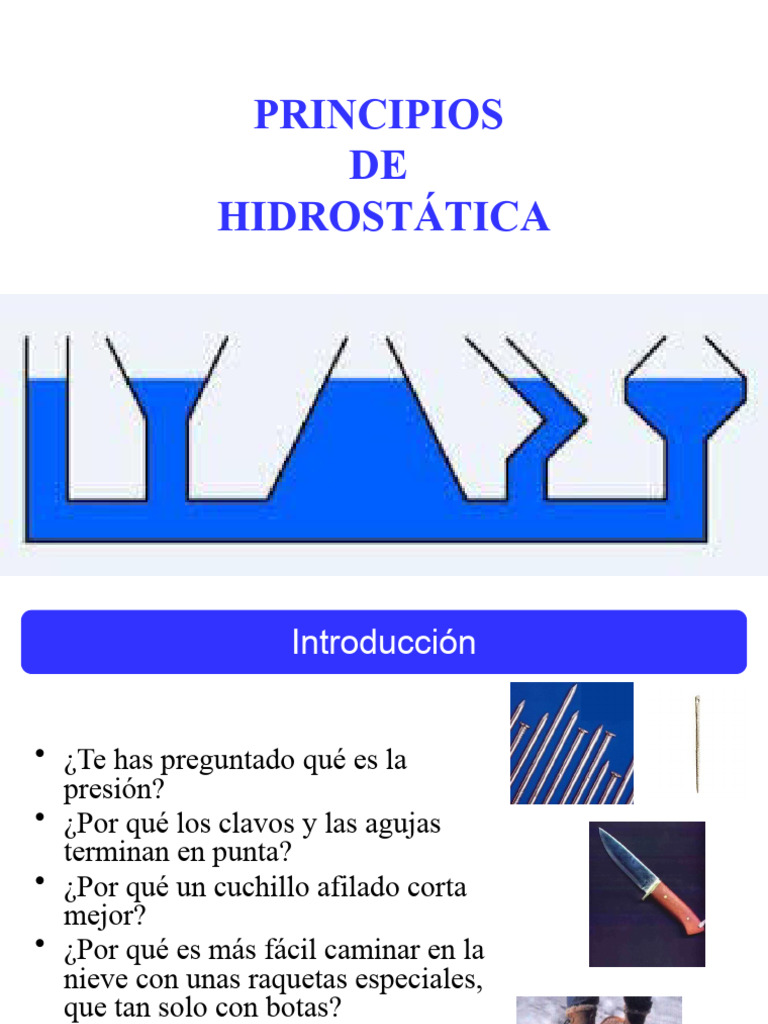 Presentación Principios de Hidrostática (1) | PDF | Presión | Pascal ...