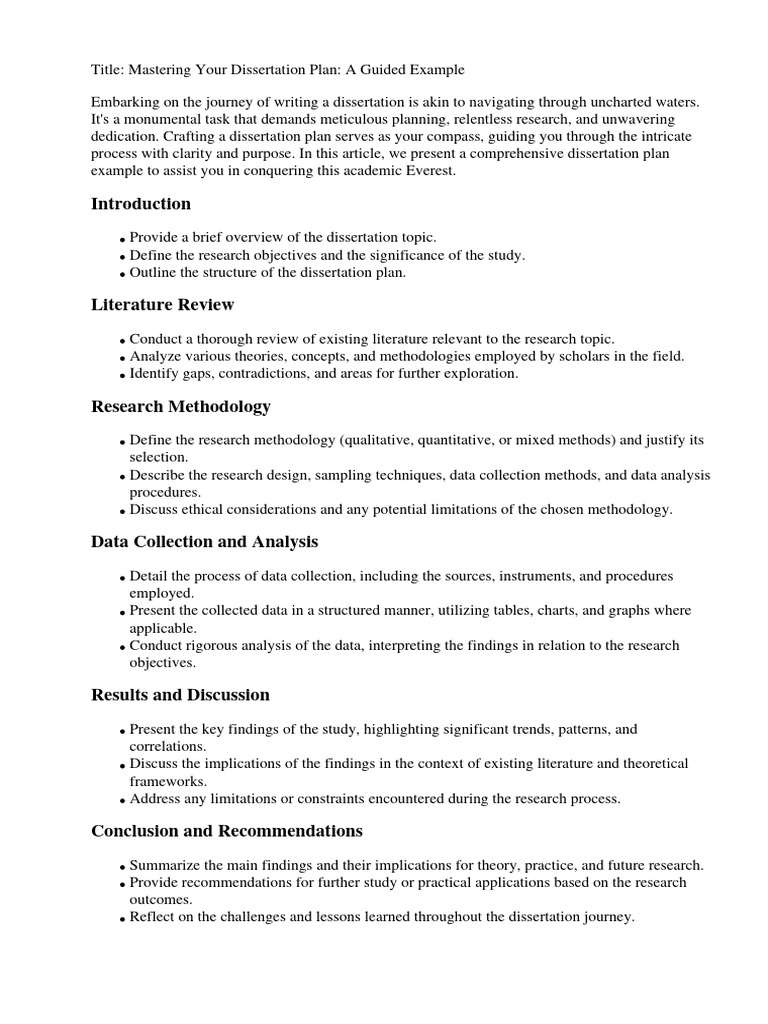 Dissertation Plan Example | PDF | Methodology | Thesis