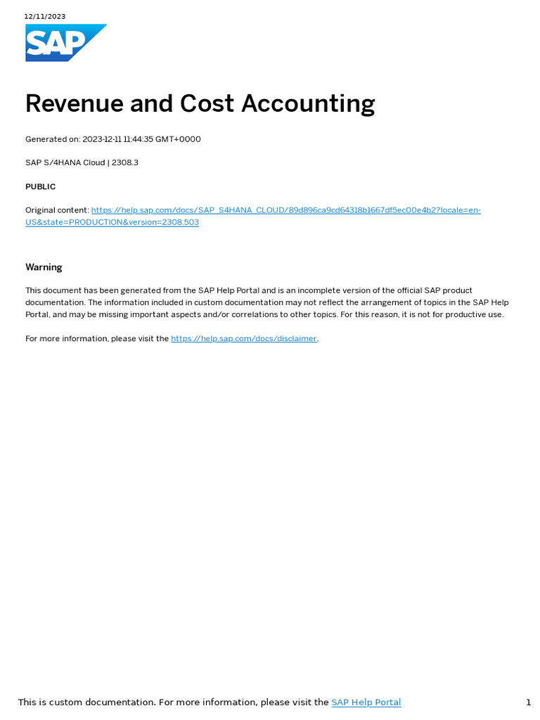 SAP-Revenue Recognition | PDF | Debits And Credits | Cost
