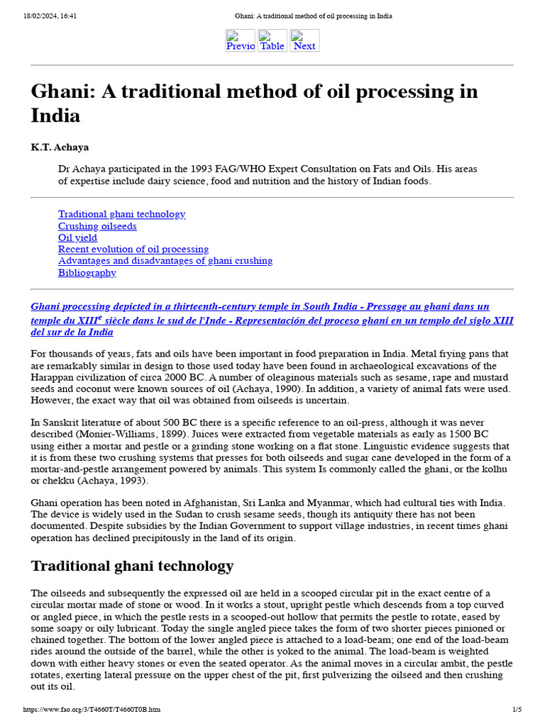 Ghani_ A traditional method of oil processing in India | PDF ...