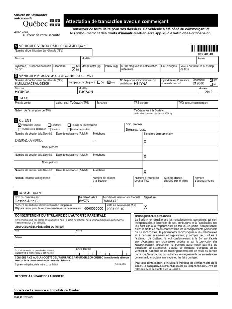 Attestation de Transaction Avec Un Commerçant | PDF | Plaque d ...