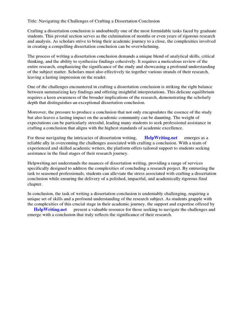 How To Write A Dissertation Conclusion | PDF | Essays | Thesis