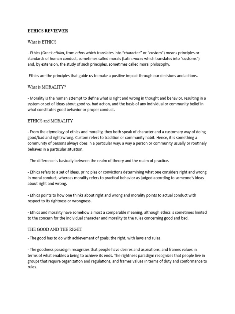 Ethics Reviewer | PDF | Morality | Virtue