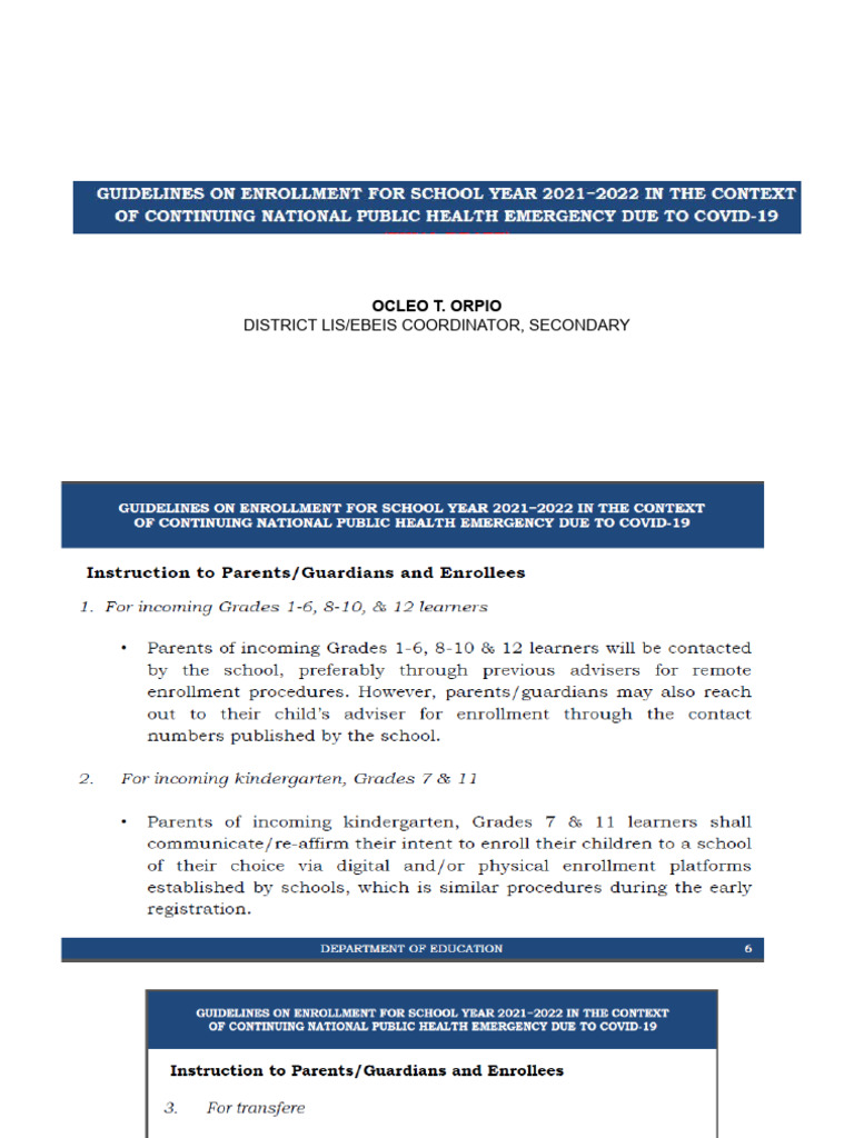 Enrolment Procedures Per Do 32 S. 2021 | PDF