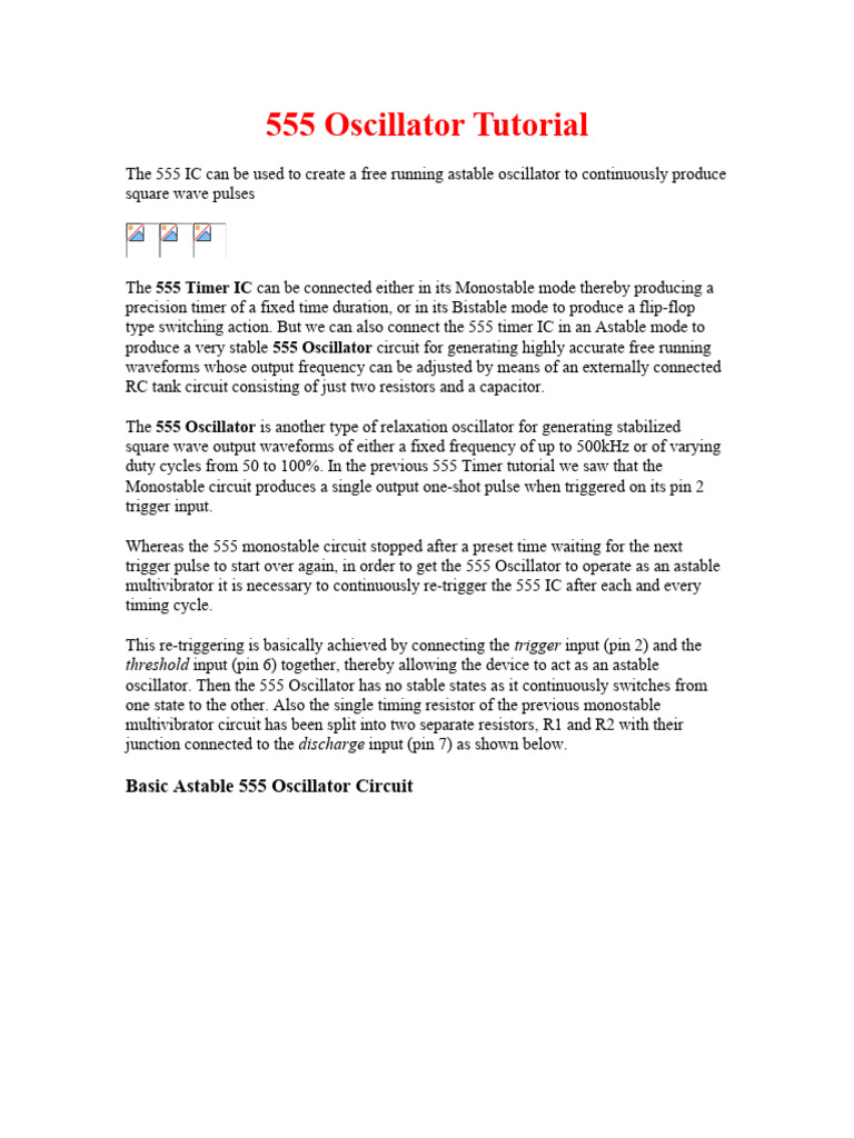 555 Oscillator Tutorial | PDF | Electronic Oscillator | Computer Engineering