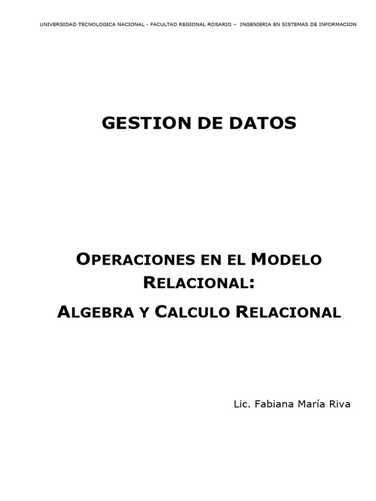 02-Algebra Relacional | PDF | Modelo relacional | Base de datos relacional