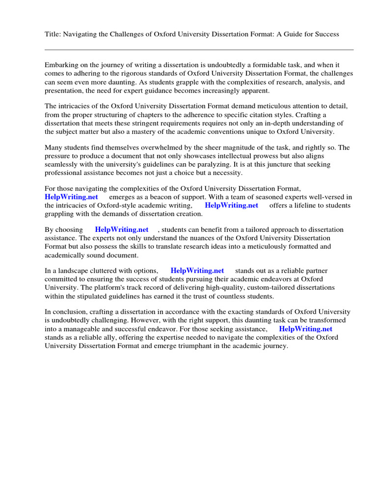 Oxford University Dissertation Format | PDF | Thesis | Software Repository