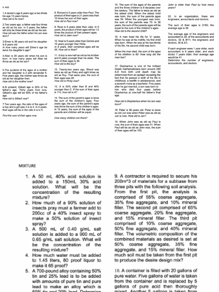 Alg 10. Age Mixture and Clock | PDF