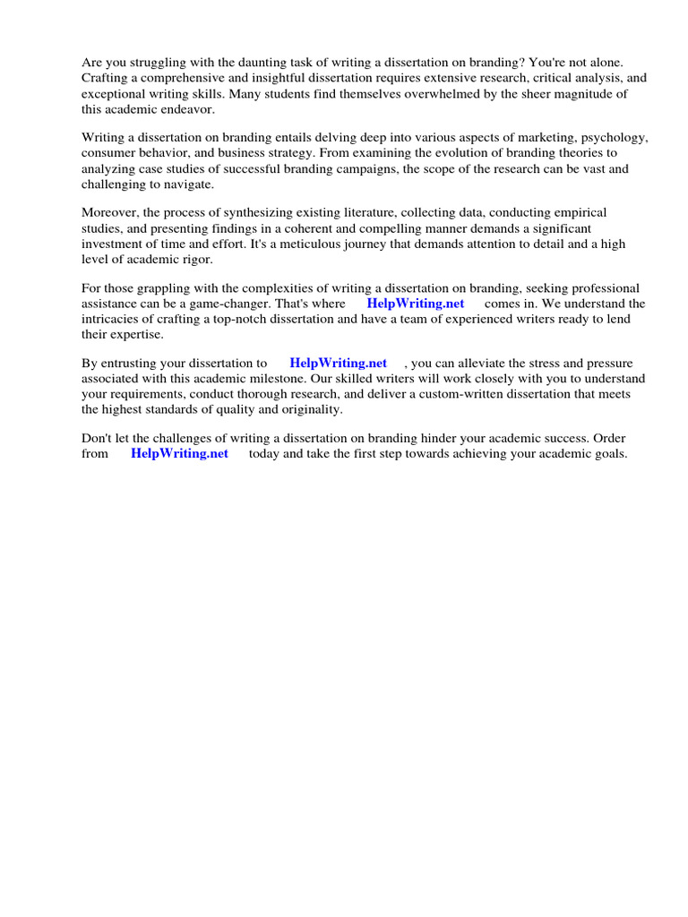 Sample Dissertation On Branding | PDF | Brand | Marketing