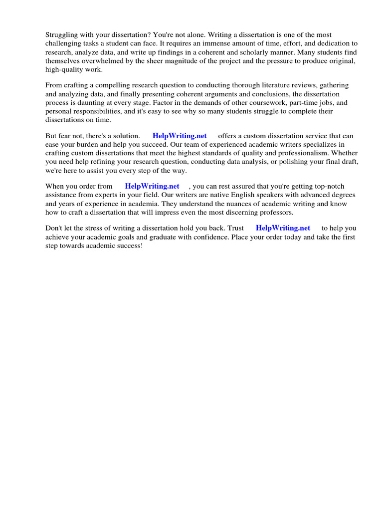 Custom Dissertation Service | PDF | Thesis | Doctor Of Philosophy