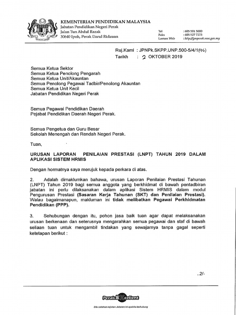 Urusan Laporan Penilaian Prestasi (LNPT) Tahun 2019 Dalam Aplikasi ...