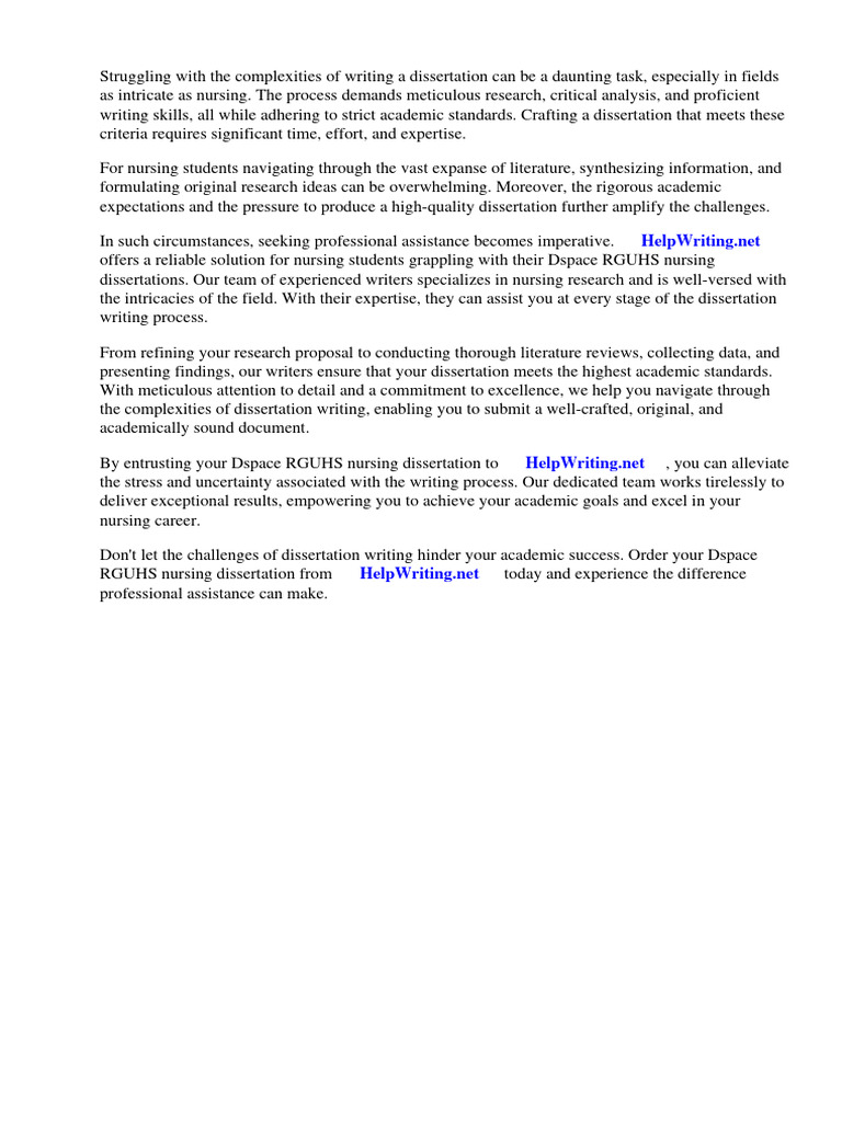 Nursing Dissertation Writing Help | PDF | Thesis