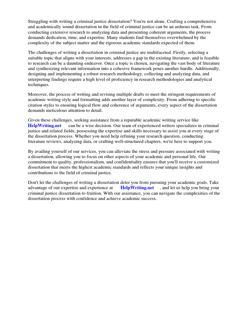 Criminal Justice Dissertation Help | PDF | Crimes | Crime & Violence