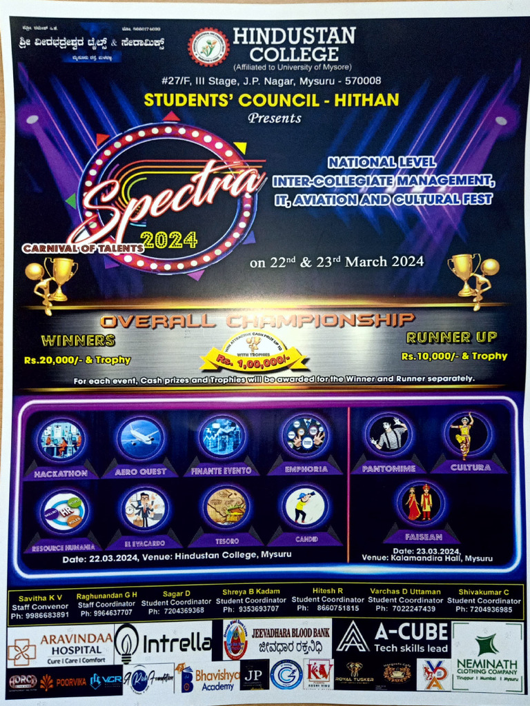 Spectra 2024 - Hindusthan College | PDF