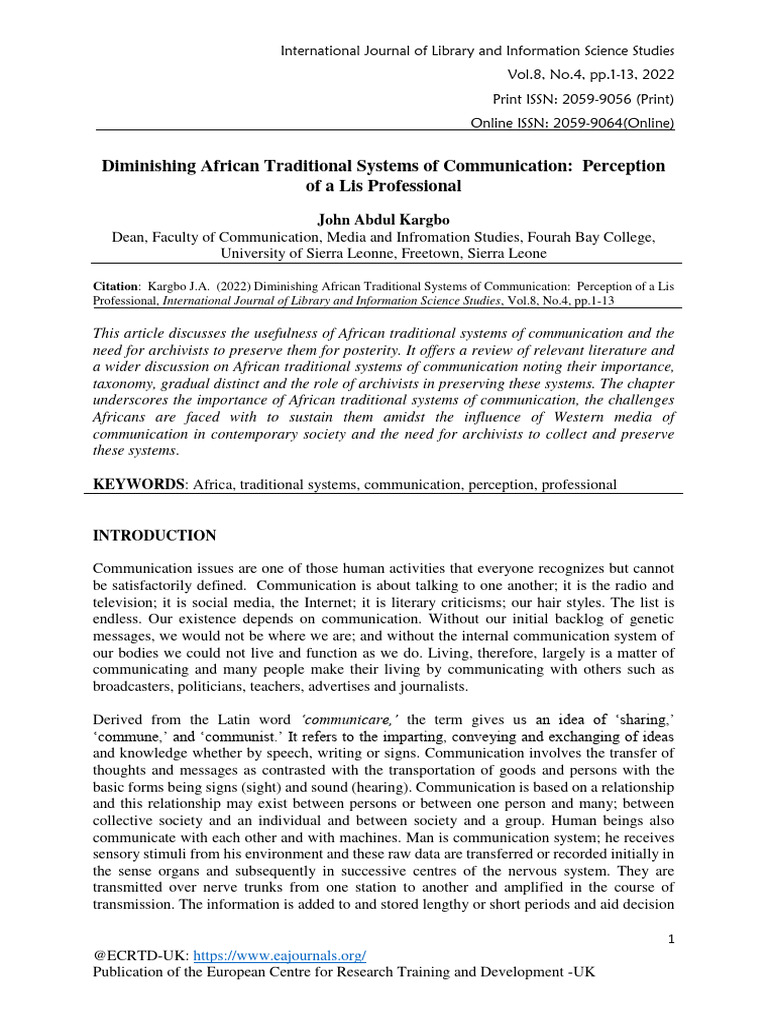 Preserving African Communication Traditions | PDF | Archive | Communication