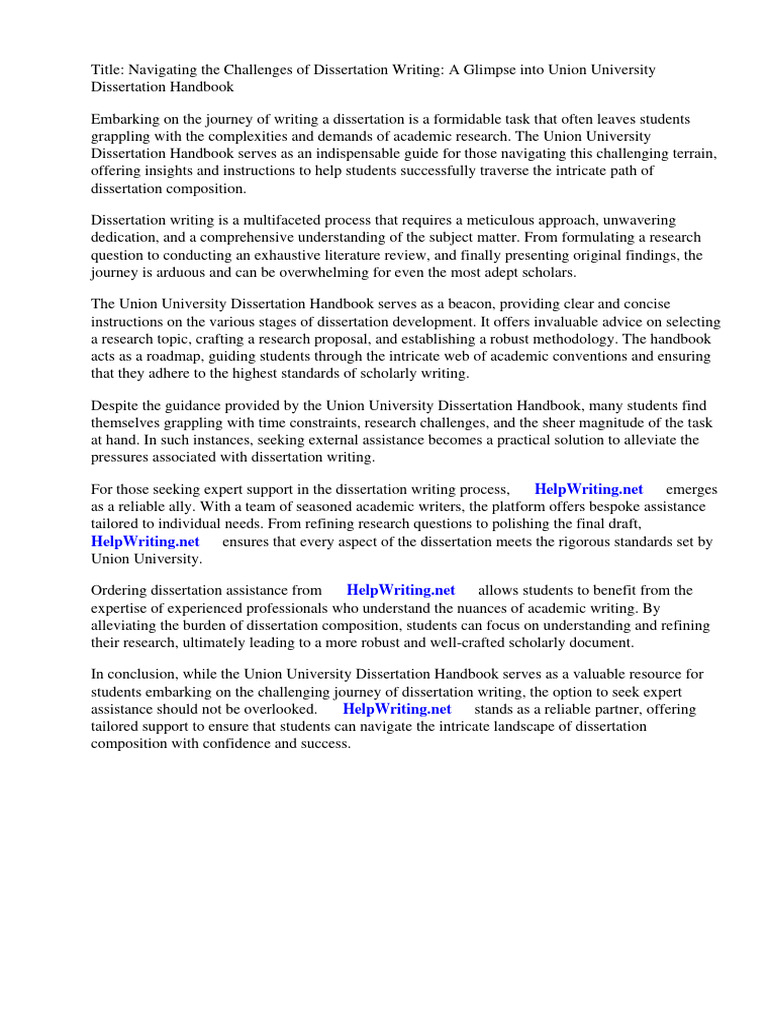 Union University Dissertation Handbook | PDF | Thesis | Websites Union University Dissertation Handbook | PDF | Thesis | Websites