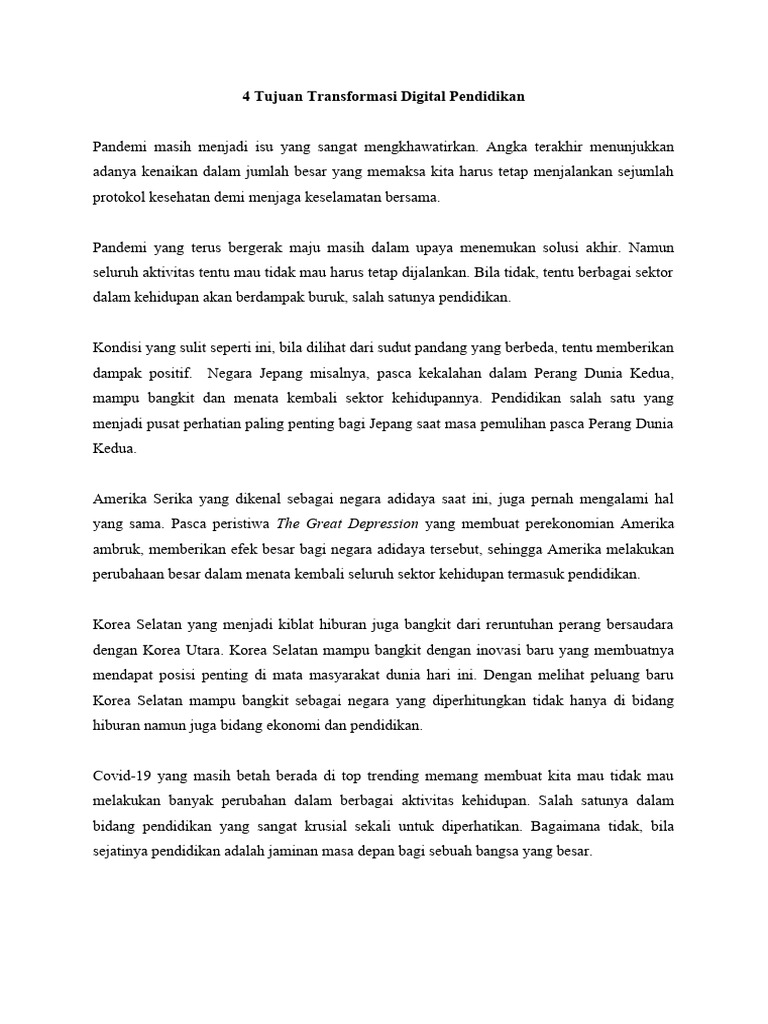 4 Tujuan Transformasi Digital Pendidikan | PDF