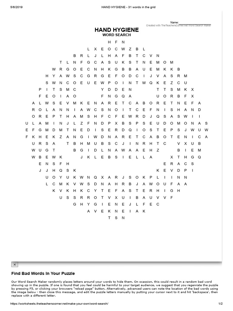 Hand Hygiene Word Search Puzzle | PDF | Software | World Wide Web