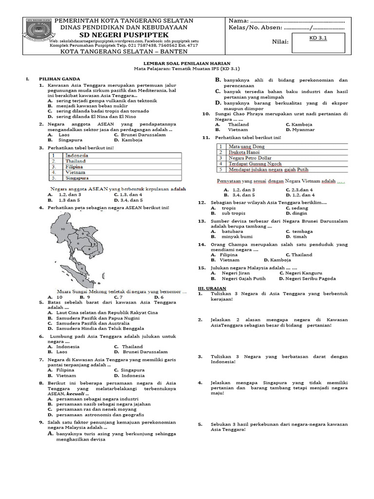Soal PH IPS KD 3.1 Kelas 6 | PDF