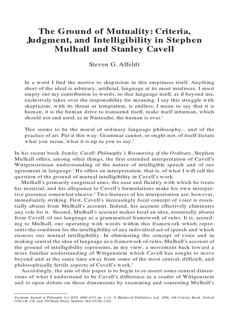 The Ground of Mutuality - Criteria, Judgment, and Intelligibility in ...