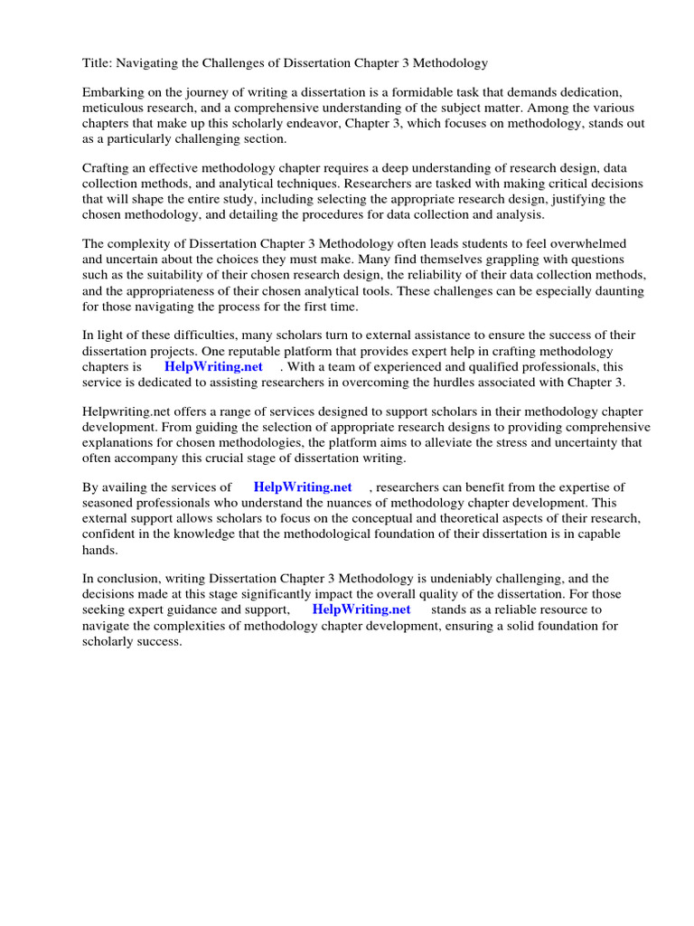 Dissertation Chapter 3 Methodology | PDF | Methodology | Scientific Method