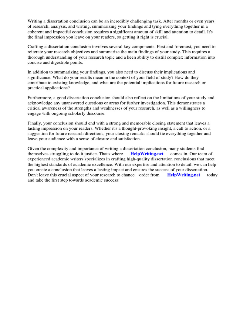 Dissertation Conclusion Outline | PDF | Essays | Apa Style