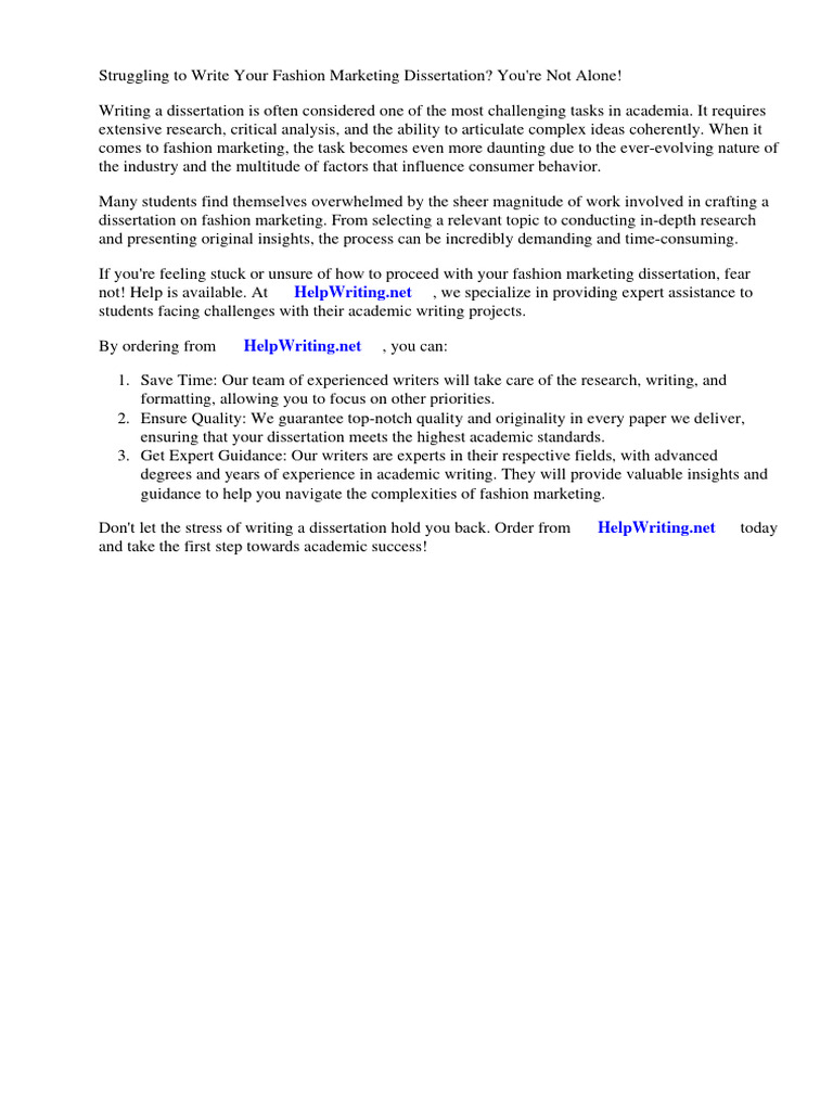 Fashion Marketing Dissertation Examples | PDF | Fashion | Retail