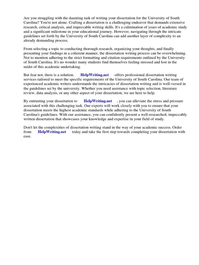 University of South Carolina Dissertation Guidelines | PDF | Thesis ...