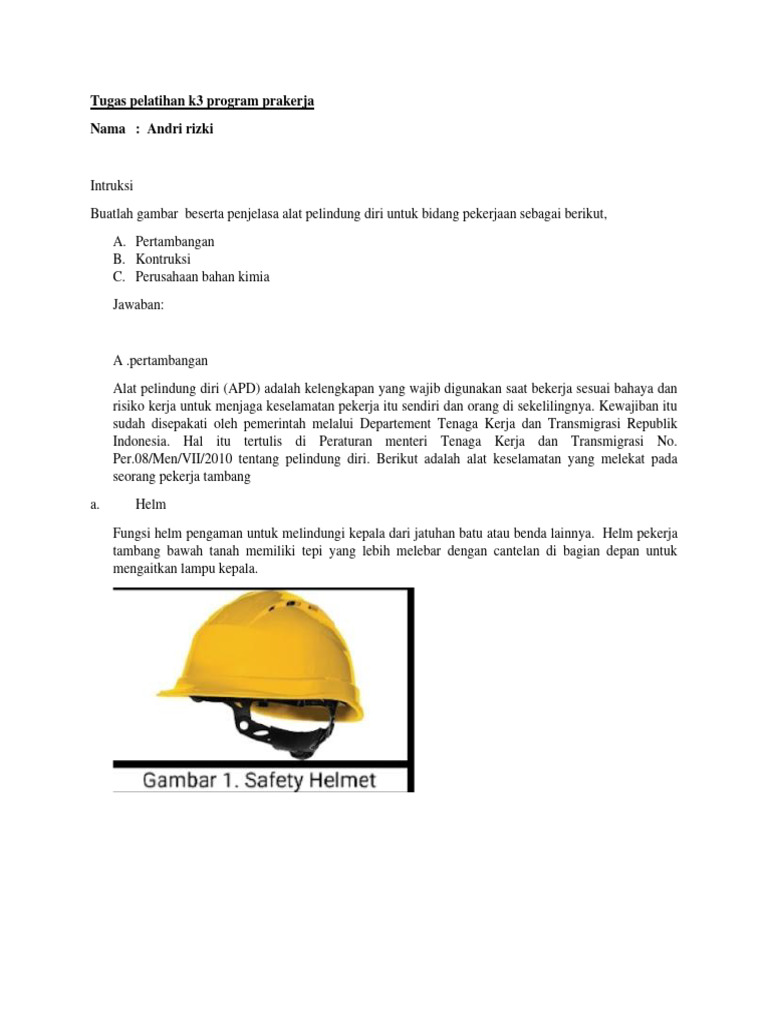 Tugas Pelatihan k3 | PDF