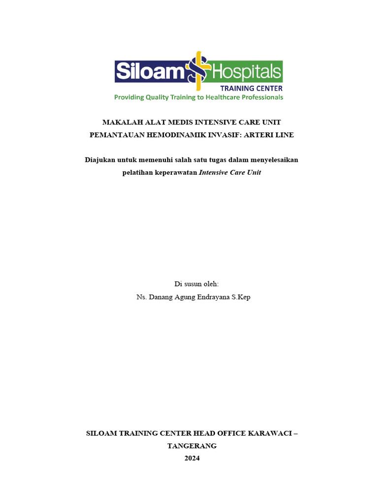 Pemantauan Hemodinamik: Arteri Line | PDF